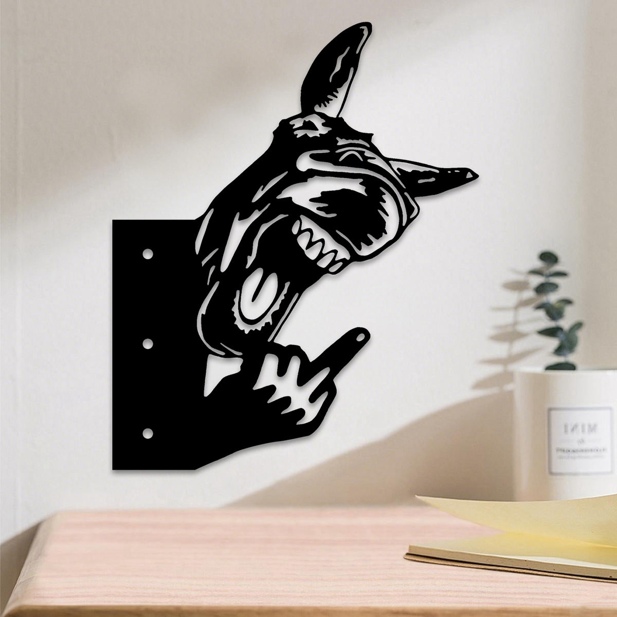 Peek-A-Boo Laughing Donkey Middle Finger Metal Sign - OKBANDS