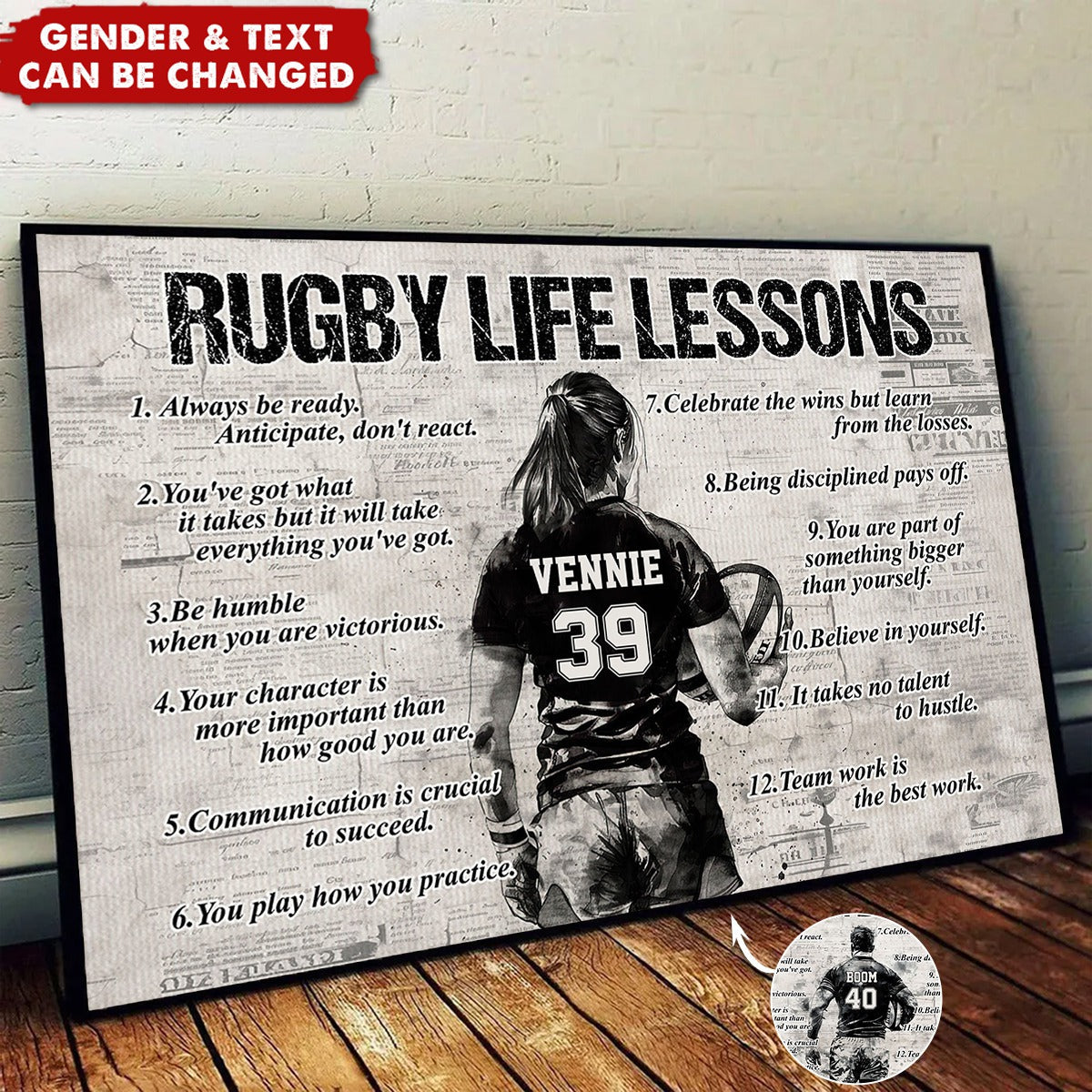 Personalized Rugby Life Lessons Poster - Gift For Rugby Lovers - OKBANDS