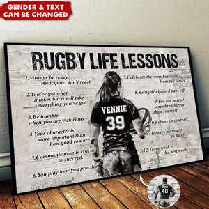 Personalized Rugby Life Lessons Poster - Gift For Rugby Lovers - OKBANDS