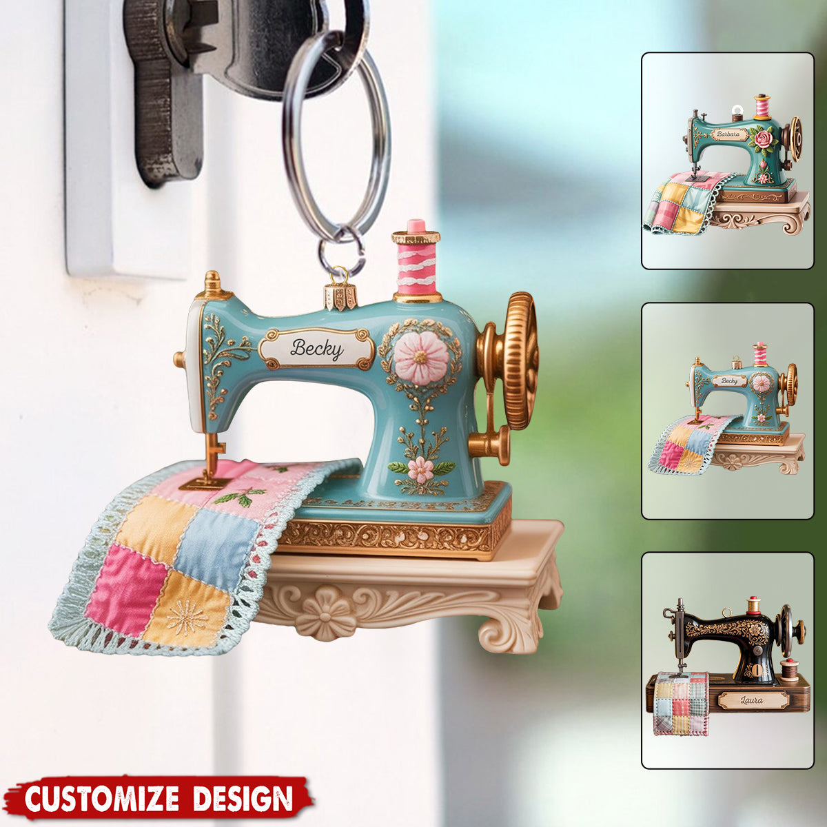 Personalized Sewing Machine Keychain - Gift for Quilter, Seamstress ...