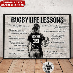 Personalized Rugby Life Lessons Poster - Gift For Rugby Lovers - OKBANDS