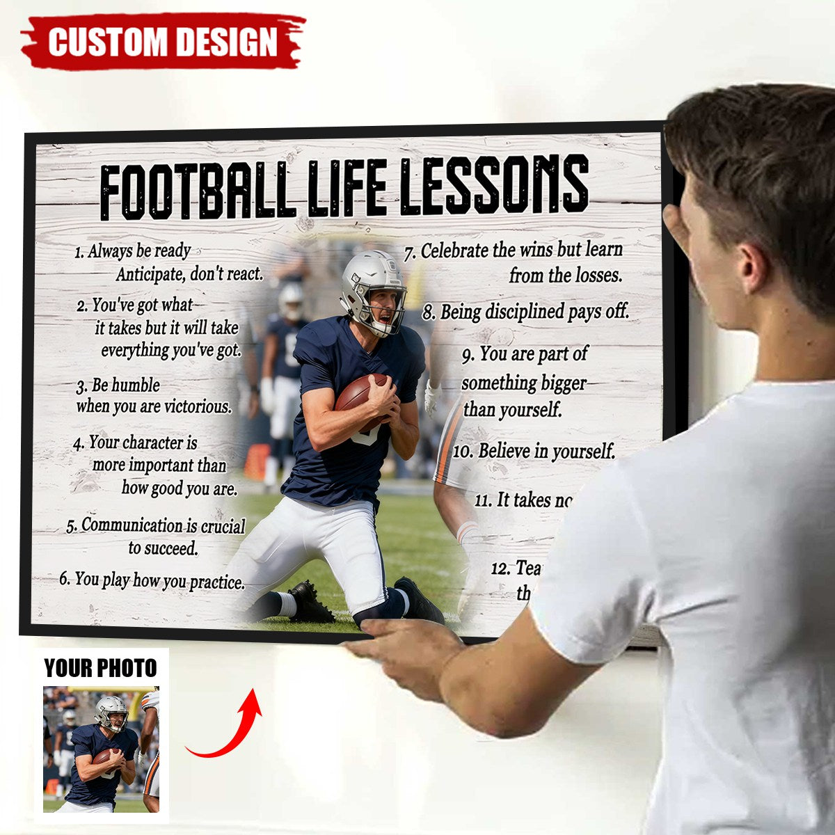 Custom Photo, Football Life Lessons-Personalized Poster, Gift For Foot ...