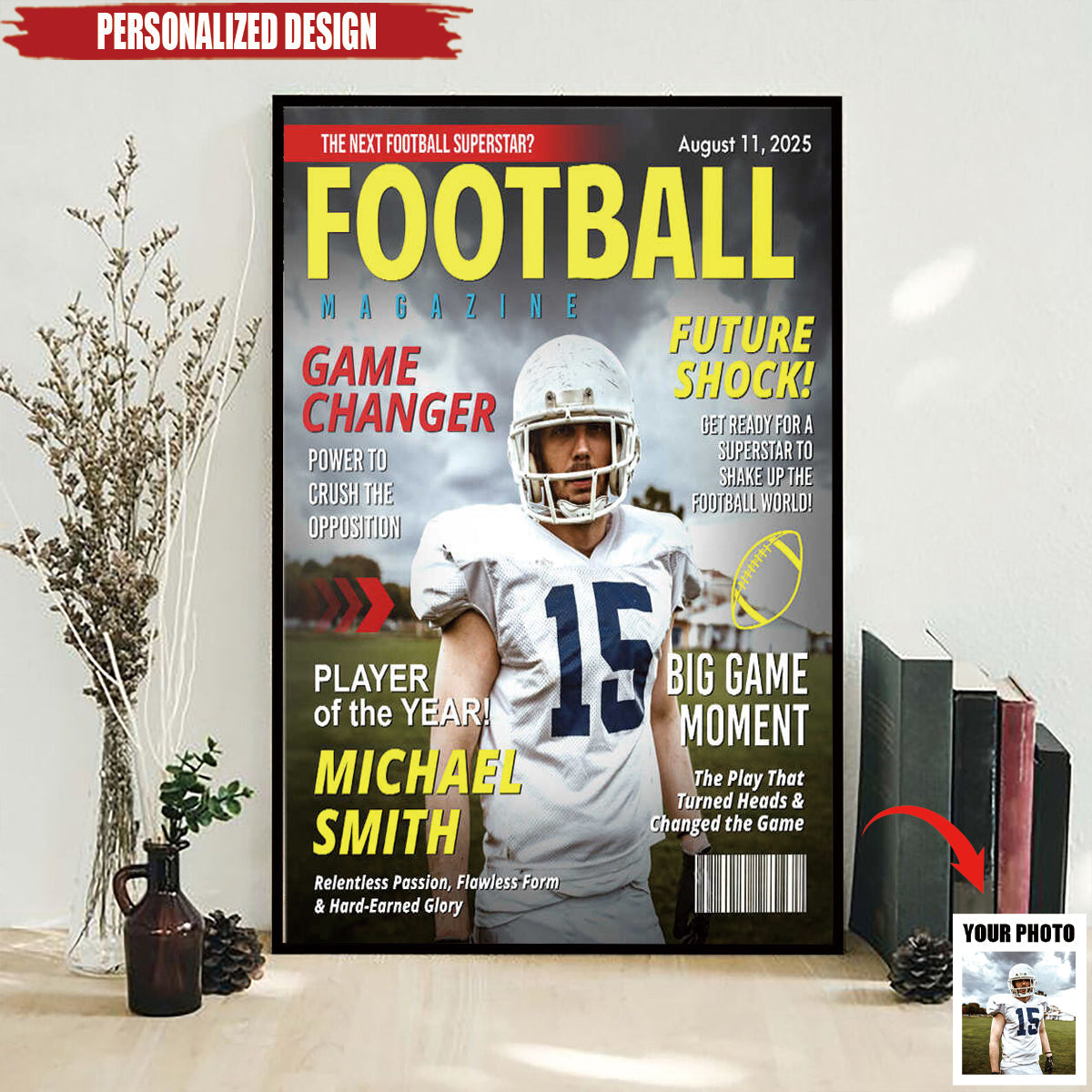 Custom Football Magazine Cover Poster, Gift For Football Player - OKBANDS