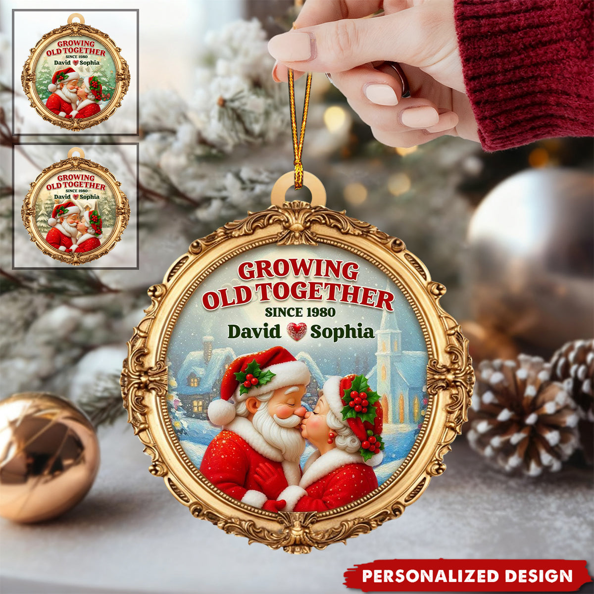 Growing Old Together-Personalized Couple Christmas Ornament-Anniversar ...
