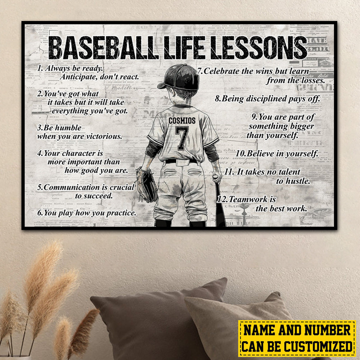 Personalized Baseball Life Lessons Boy Poster-Gift For Baseball Lovers ...