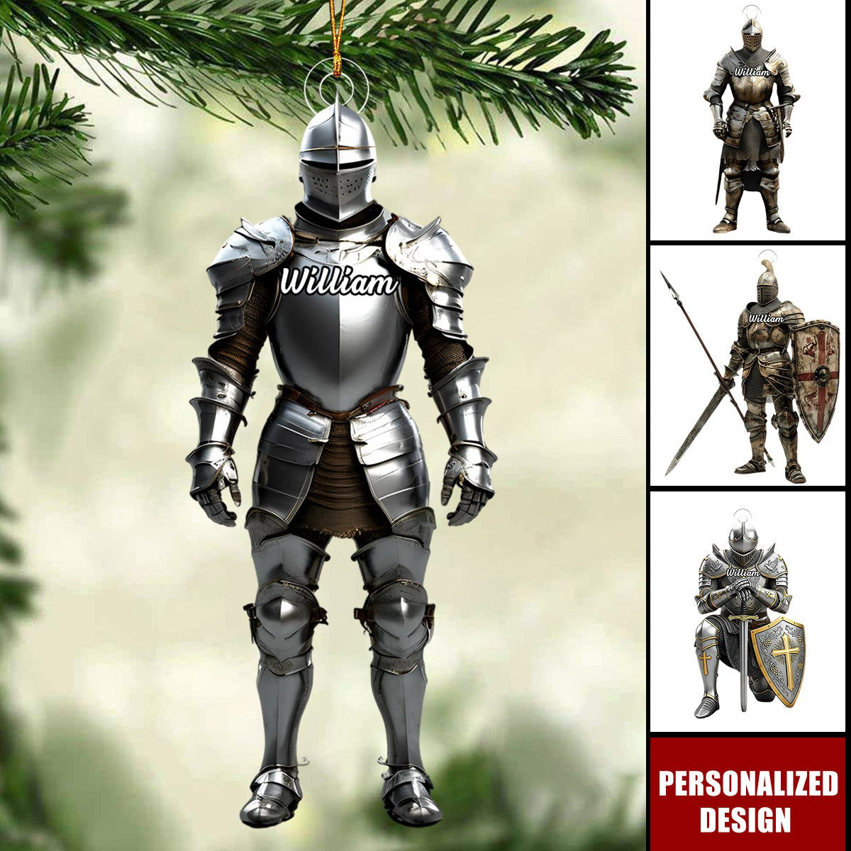 Personalized knight armor Christmas ornament - OKBANDS