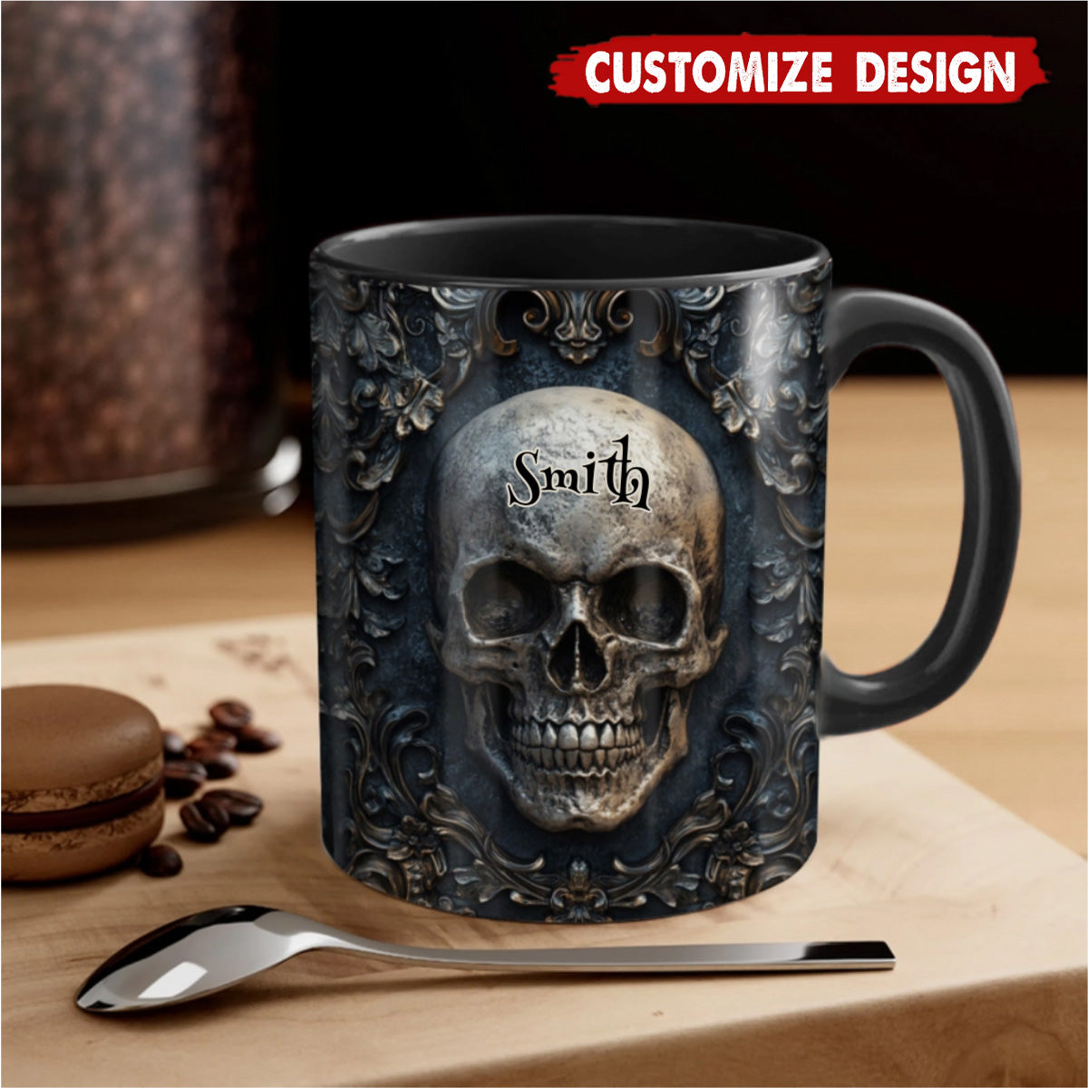 Awesome Retro Skull – Personalized Skull Mug - OKBANDS