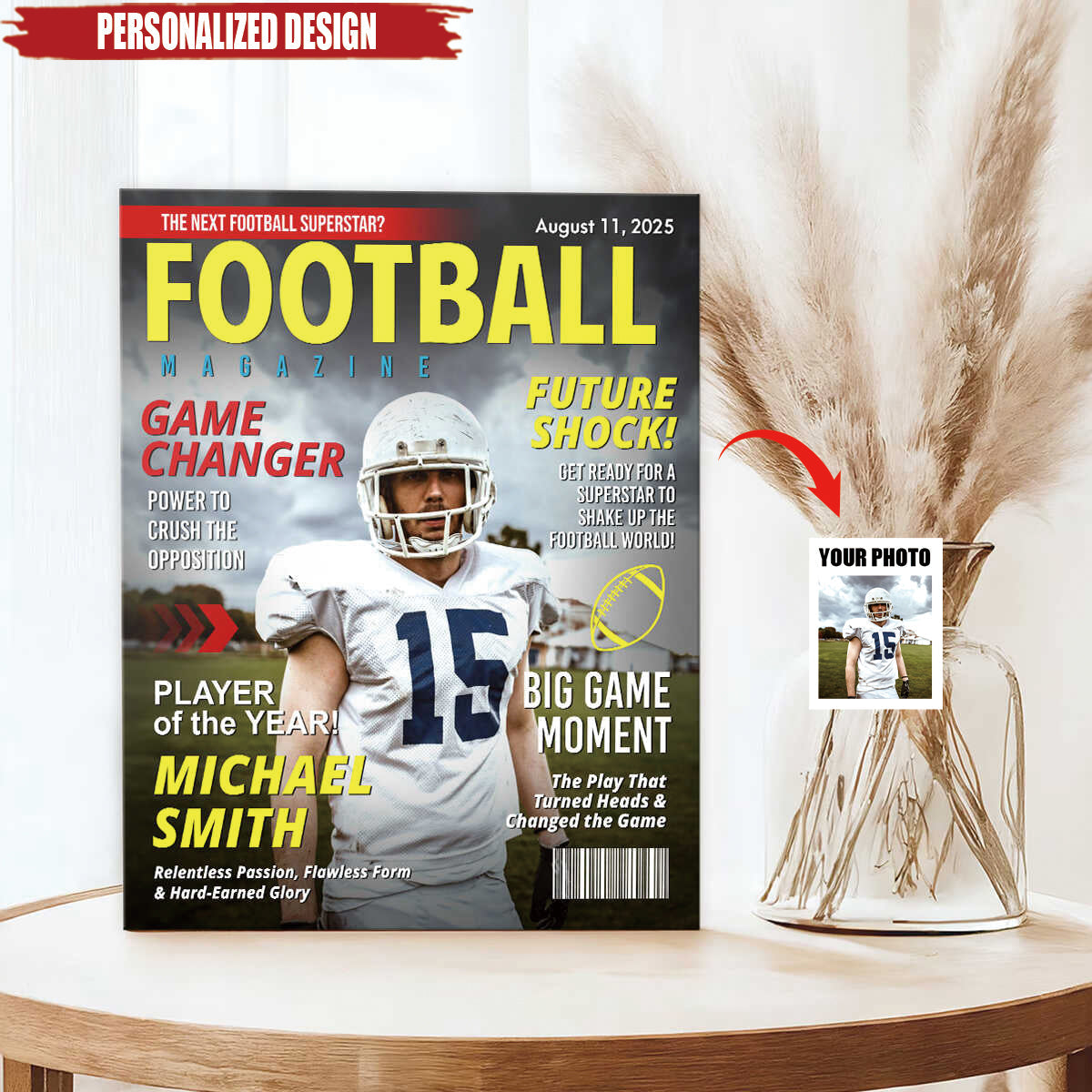 Custom Football Magazine Cover Poster Gift For Football Player OKBANDS custom-football-magazine-cover-poster-gift-for-football-player-okbands