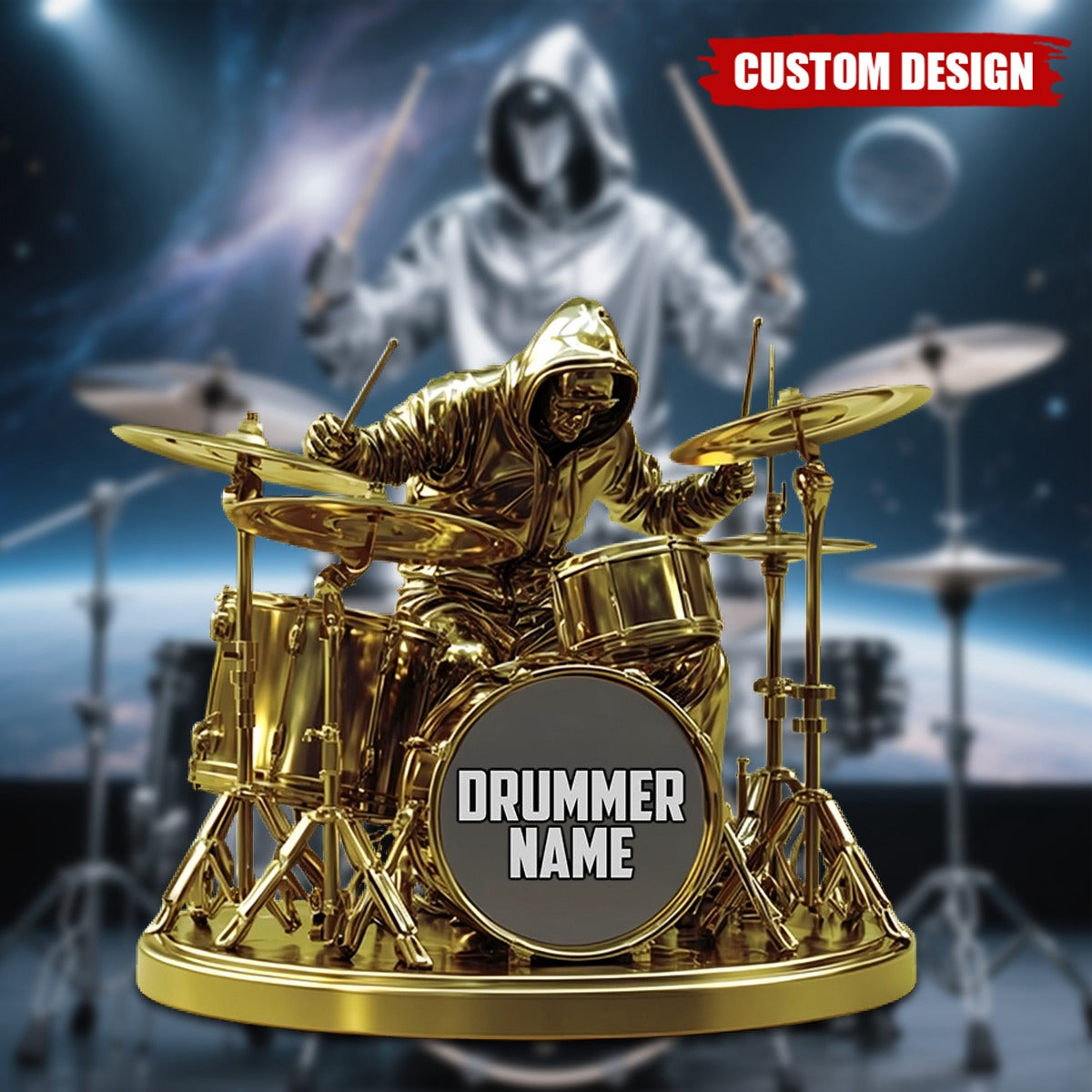 Cool Drummer - Personalized Drummer Custom Shaped Acrylic Plaque - OKBANDS
