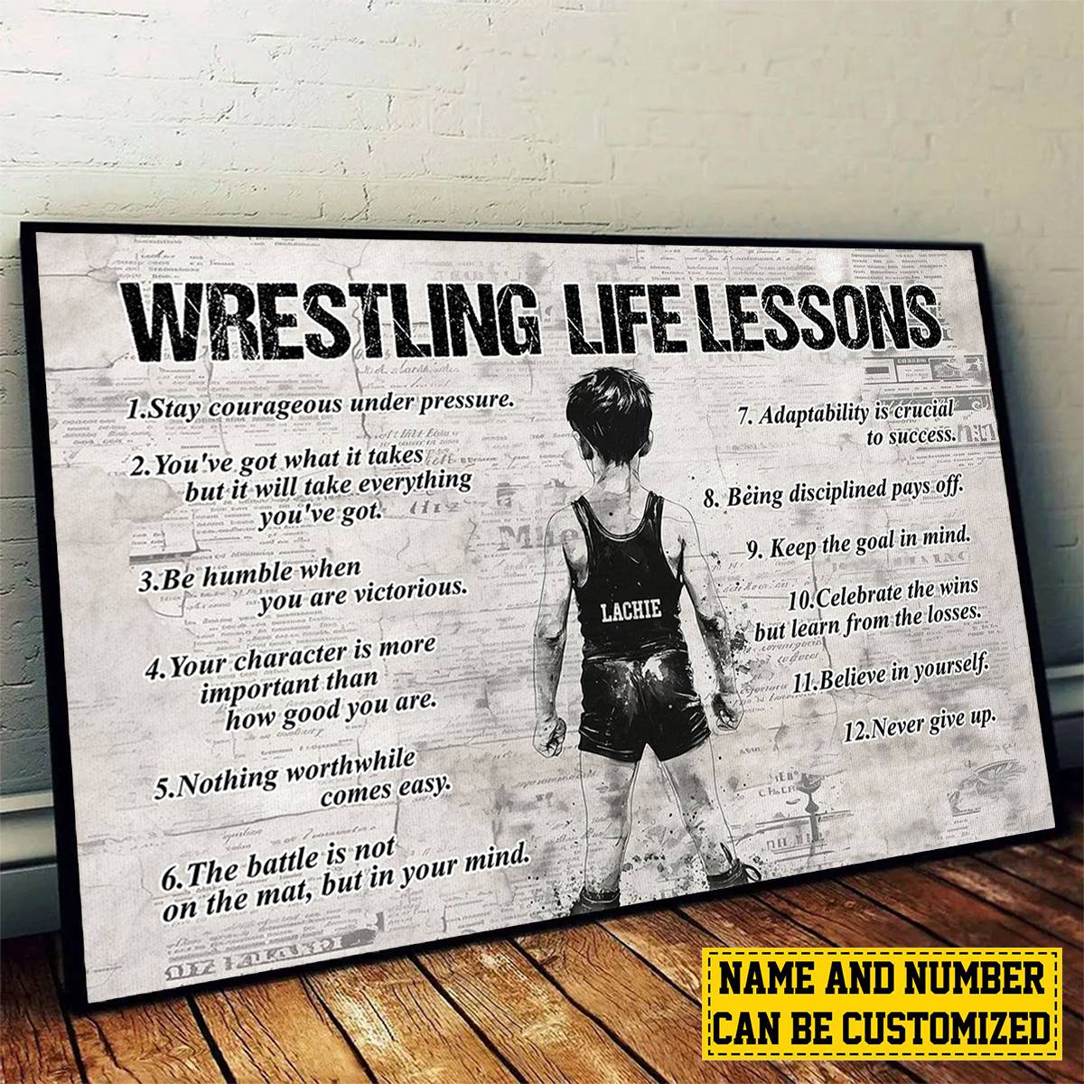 Personalized Wrestling Boy/Girl Life Lessons Poster - Gift For Young W ...
