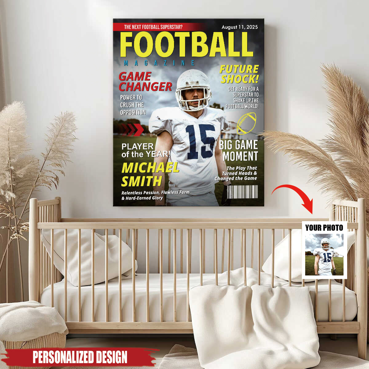 Custom Football Magazine Cover Poster, Gift For Football Player - OKBANDS