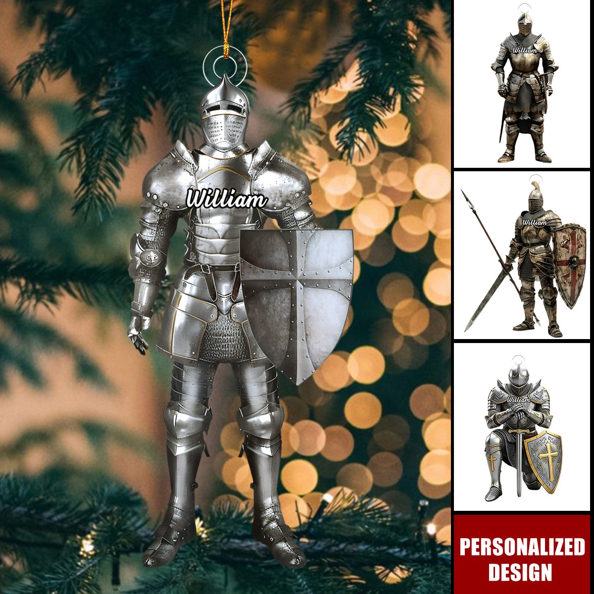 Personalized knight armor Christmas ornament - OKBANDS