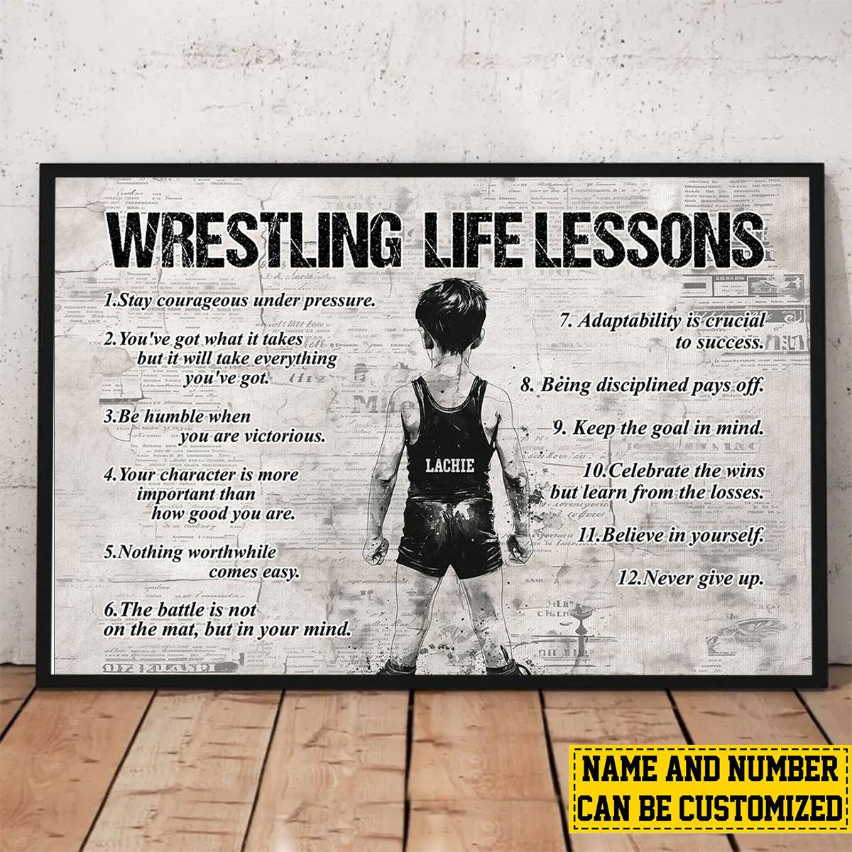 Personalized Wrestling Boy/Girl Life Lessons Poster - Gift For Young W ...