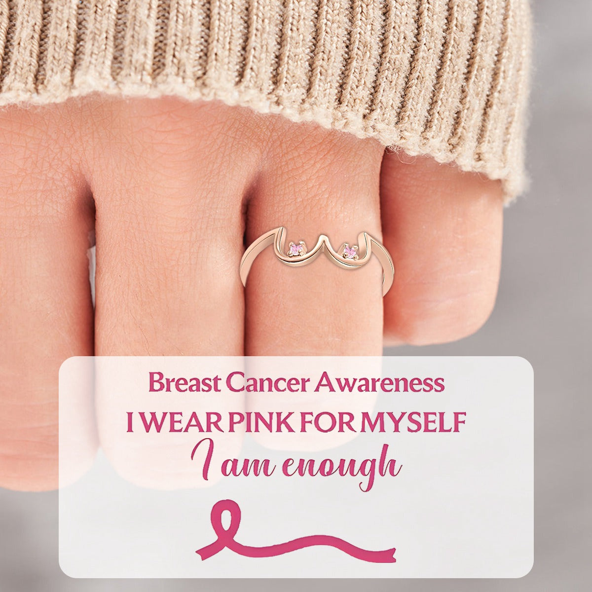 Breast Cancer Awareness-Pink Diamond Boobs Ring - OKBANDS