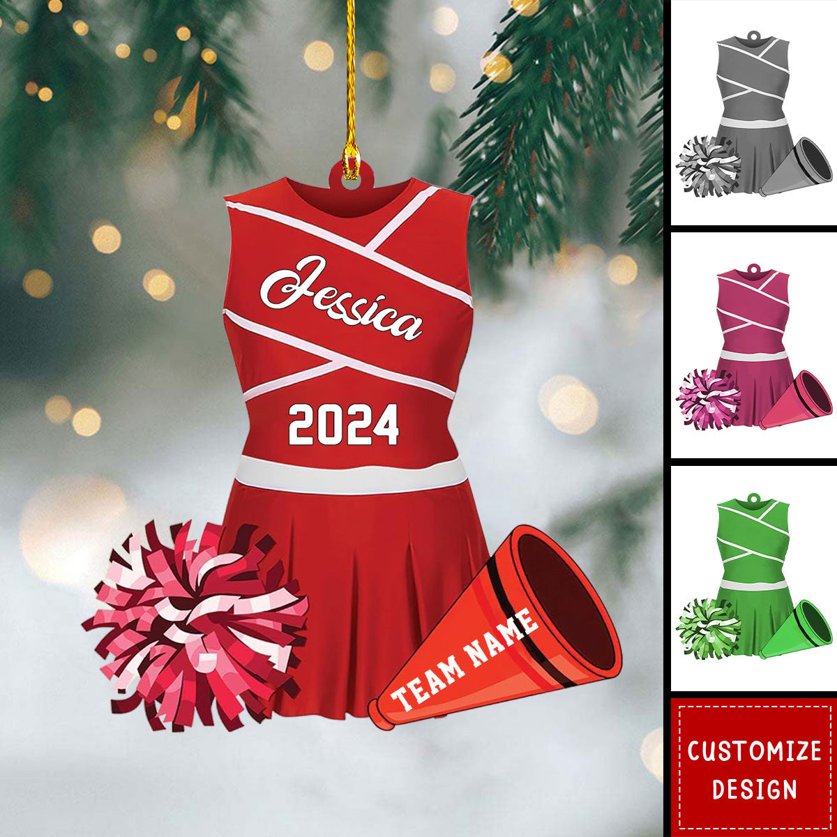 Personalized Cheerleader Ornaments - Gift For Cheerleading Pom pom Gir ...