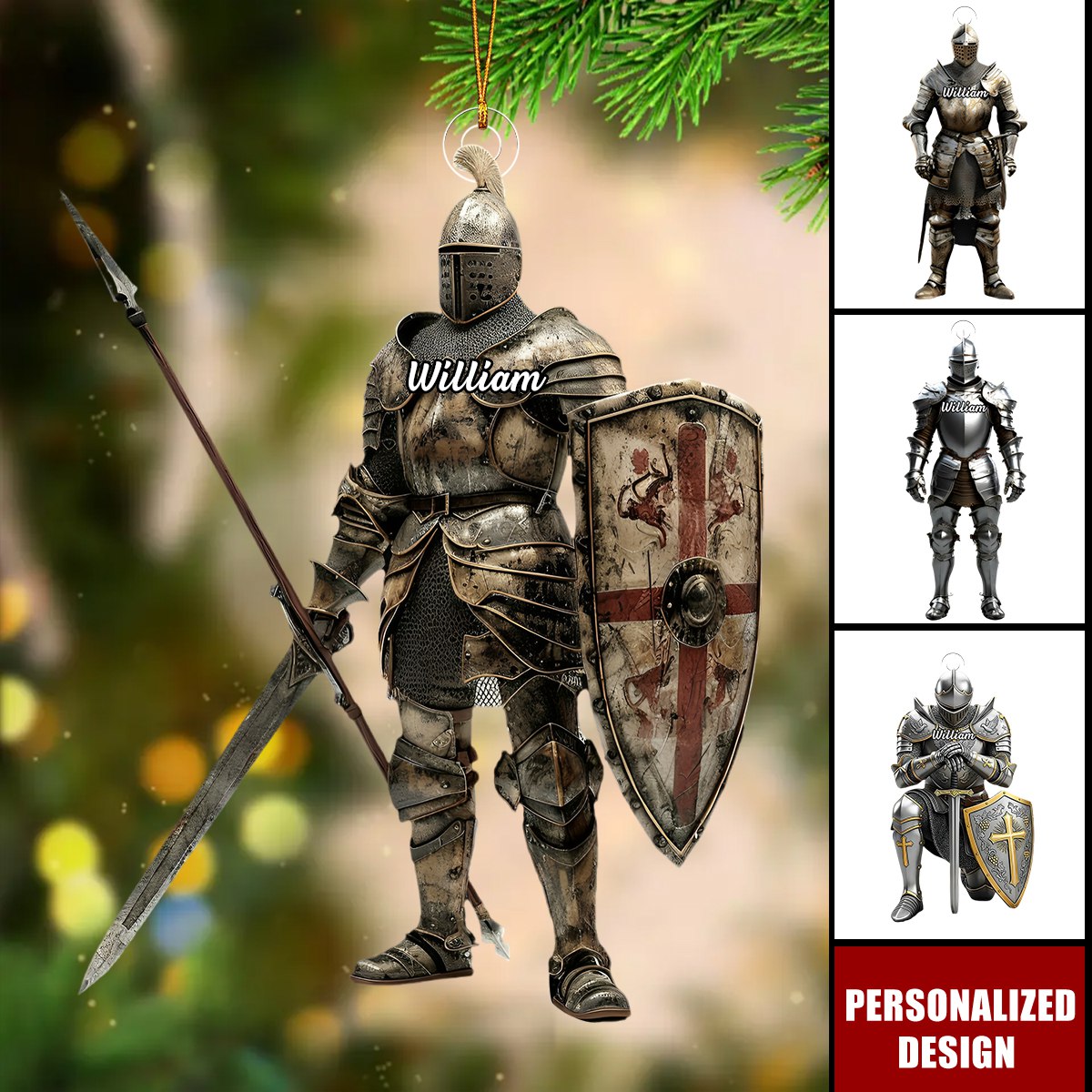 Personalized knight armor Christmas ornament - OKBANDS