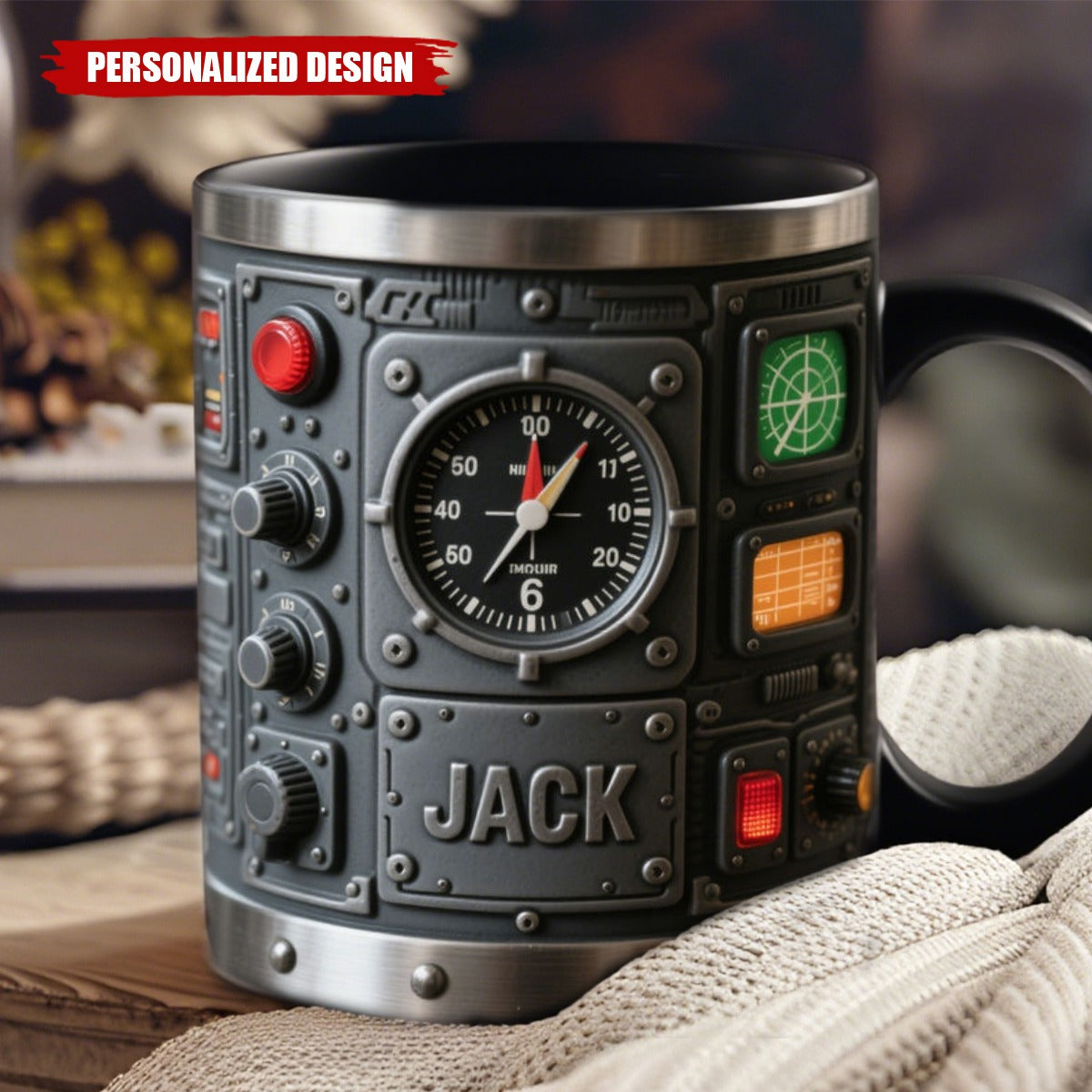Personalized Aircraft Dashboard Theme Mug - OKBANDS