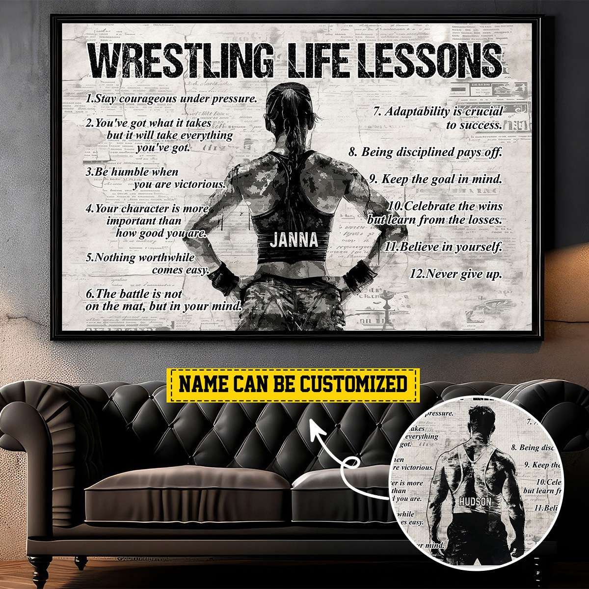 Personalized Wrestling Life Lessons Poster-Gift For Wrestling Lovers ...
