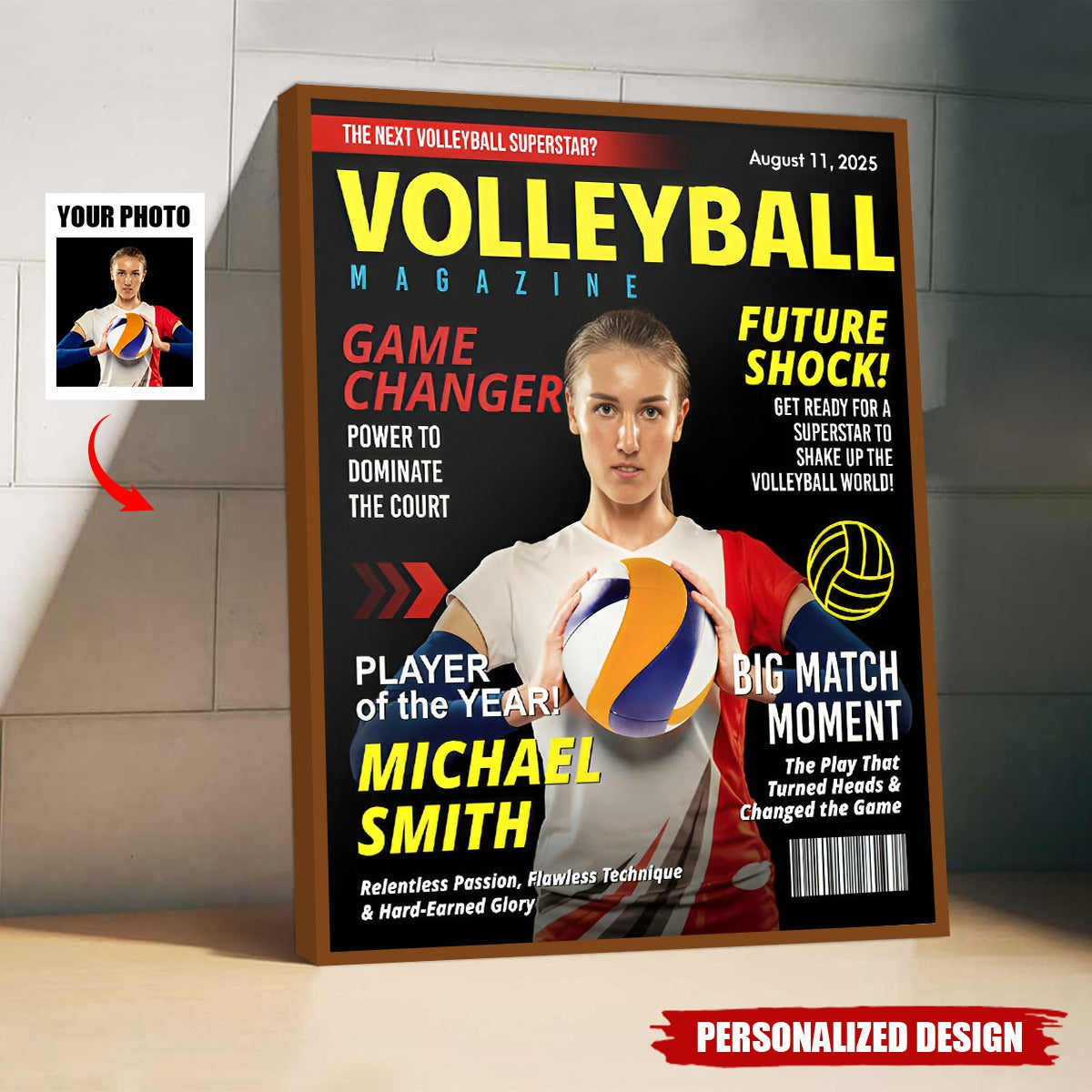 Custom Volleyball Magazine Cover Poster, Gift For Volleyball Player ...