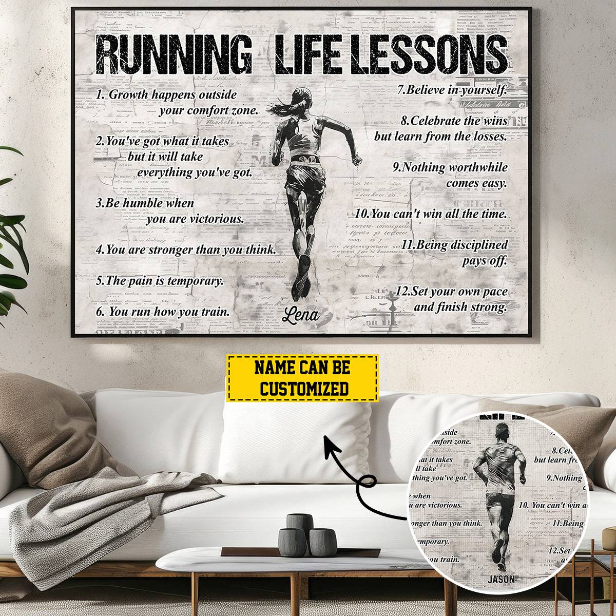 Personalized Running Life Lessons Poster-Gift For Running Lovers - OKBANDS