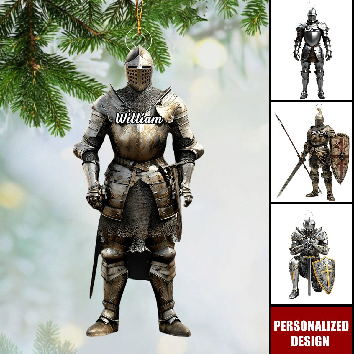 Personalized knight armor Christmas ornament - OKBANDS