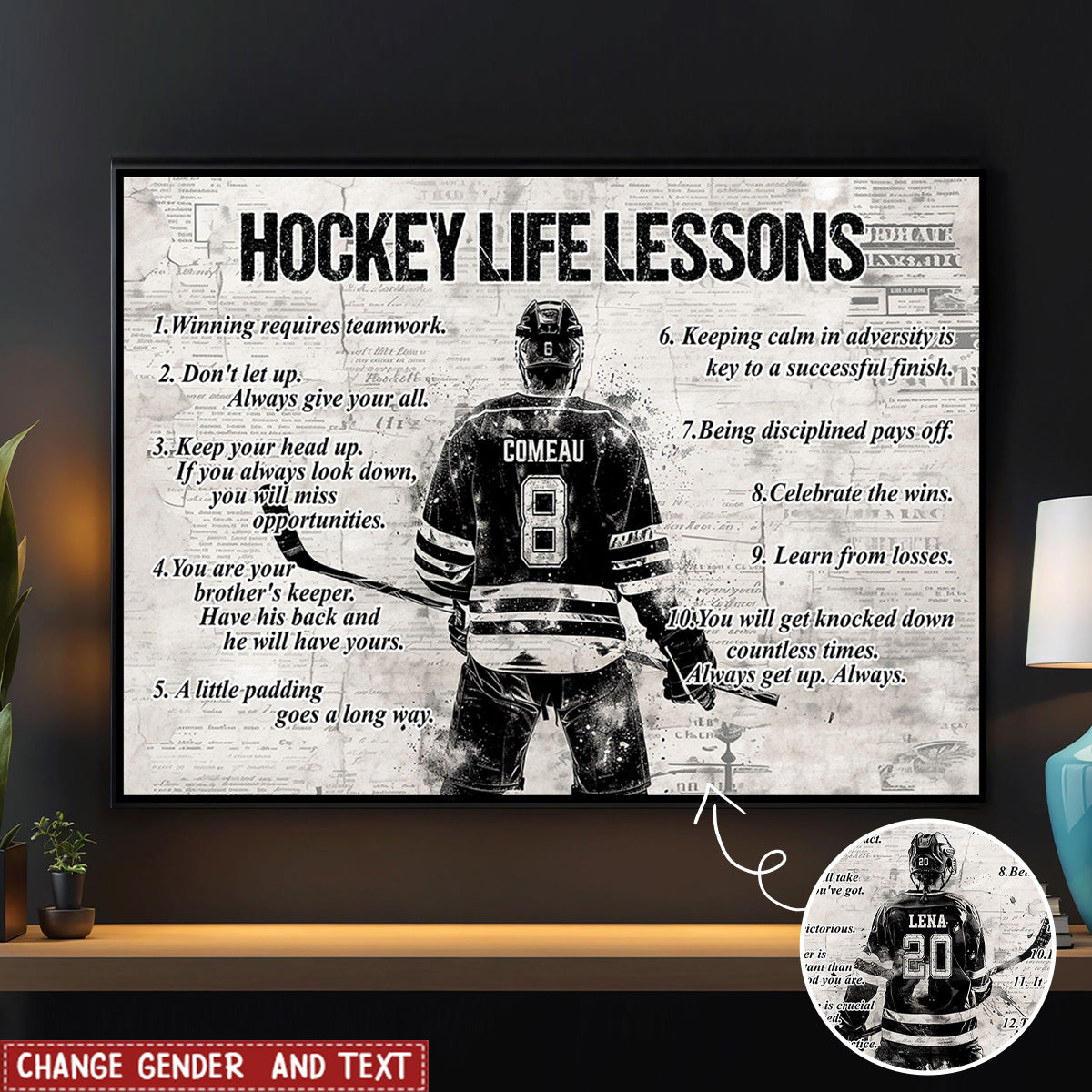 Personalized Hockey Life Lessons Poster- Gift For Hockey Lovers - OKBANDS