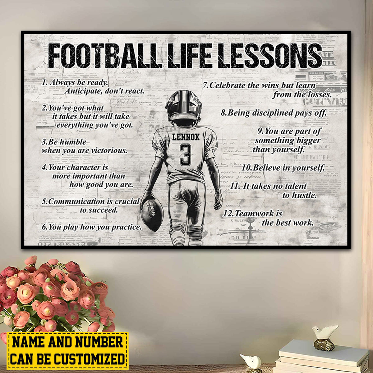 Personalized American Football Life Lessons Boy Poster-Gift For Americ ...