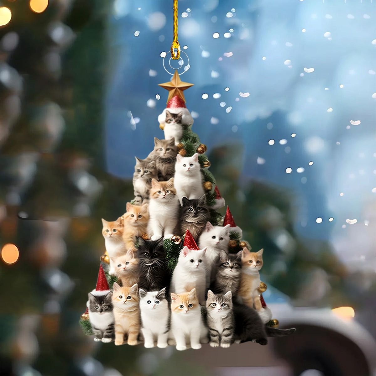 Cat Christmas Tree Ornament - Cat Lovers Gift - OKBANDS