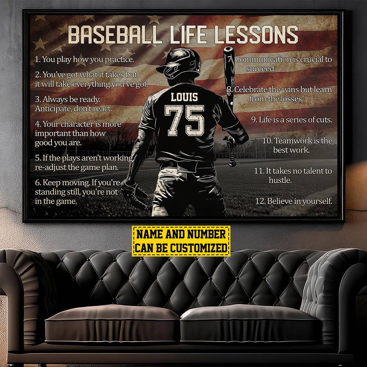 Personalized American Baseball Life Lesson Poster-Gift For Baseball Lo ...