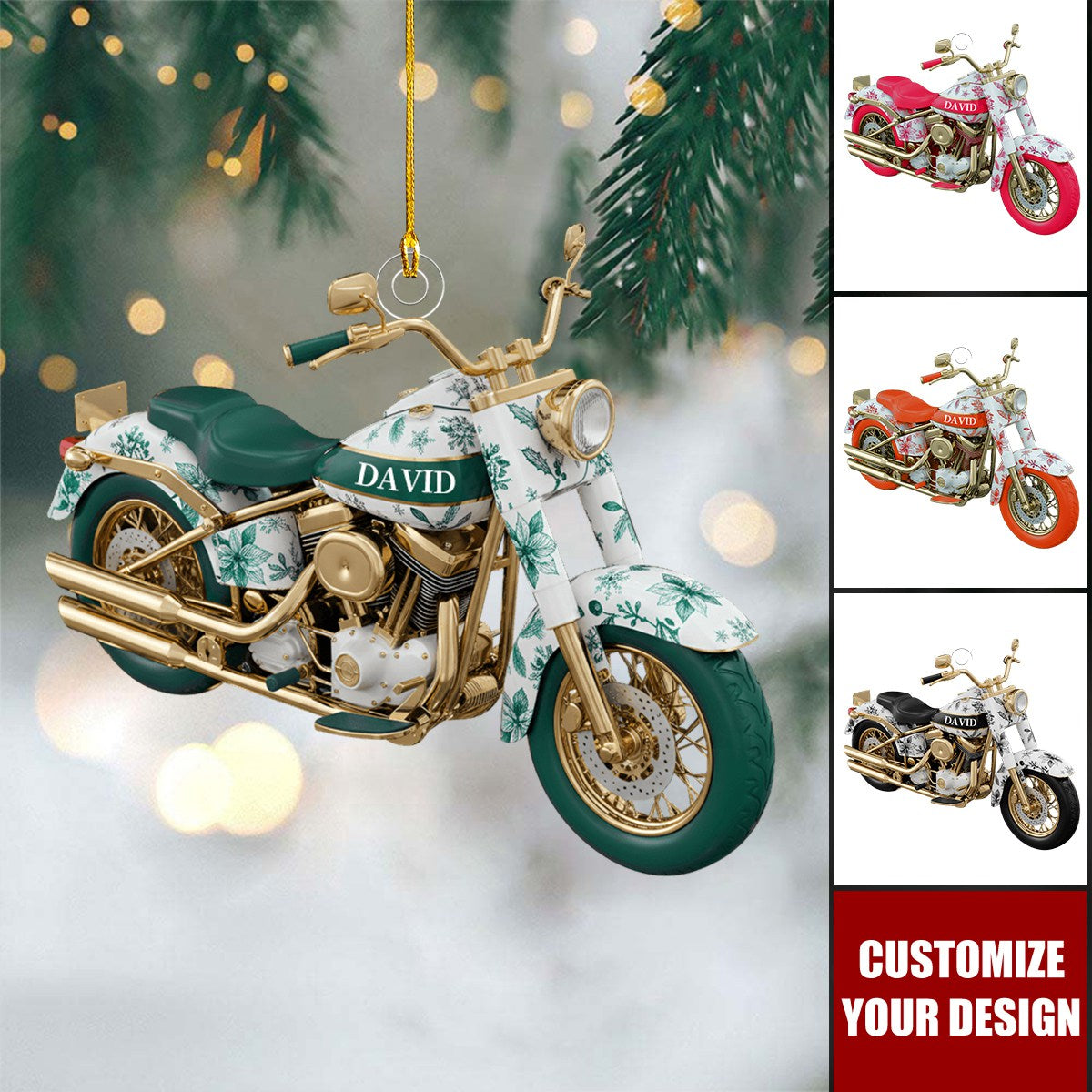Motorcycle Christmas Ornament Personalized Gifts for Bikers - OKBANDS
