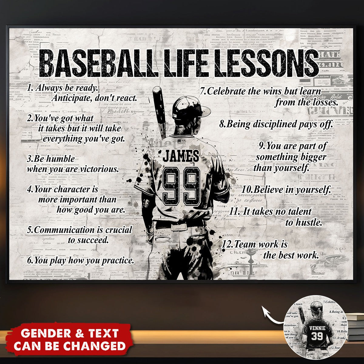 Personalized Baseball Life Lessons Poster - Gift For Baseball Lovers ...