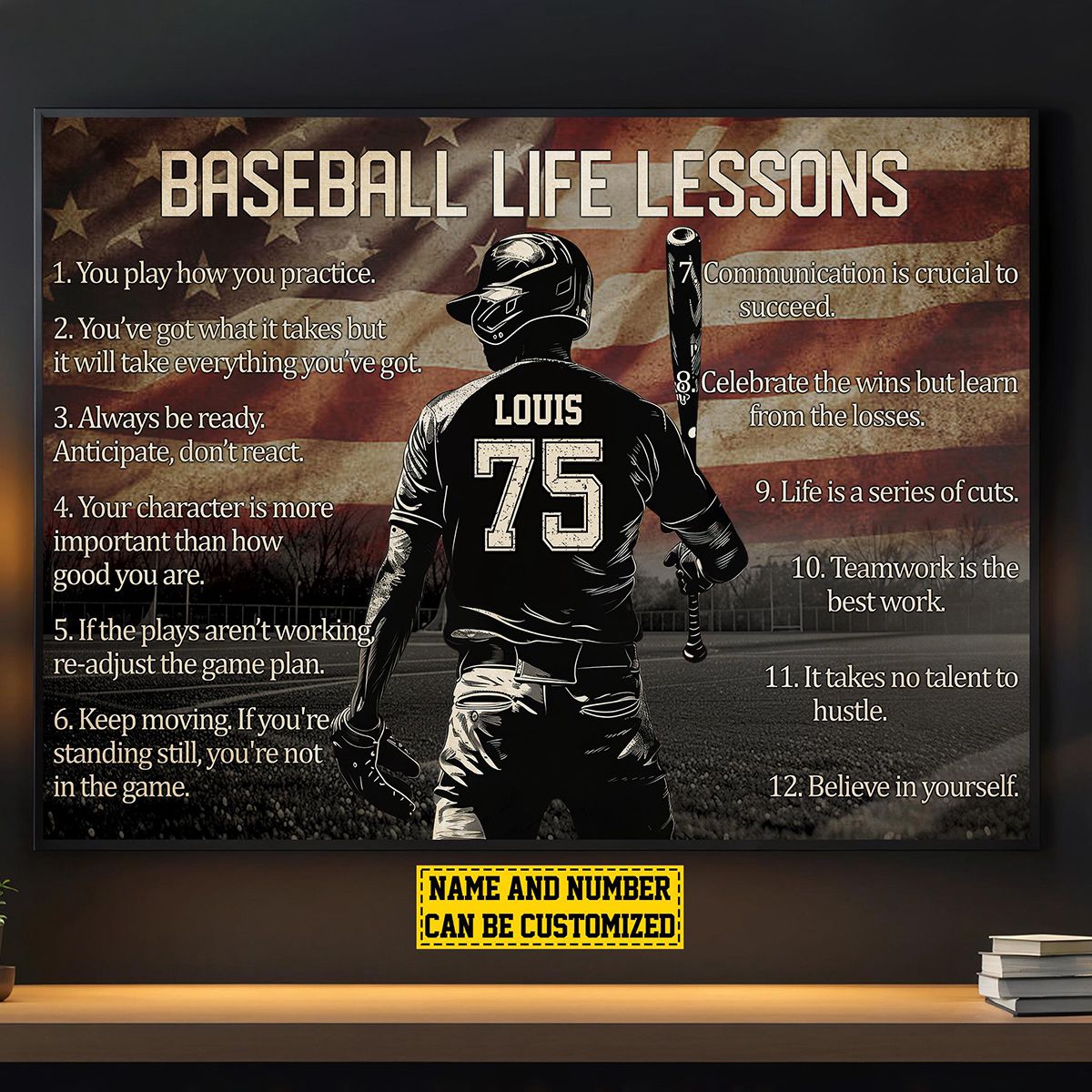Personalized American Baseball Life Lesson Poster-Gift For Baseball Lo ...