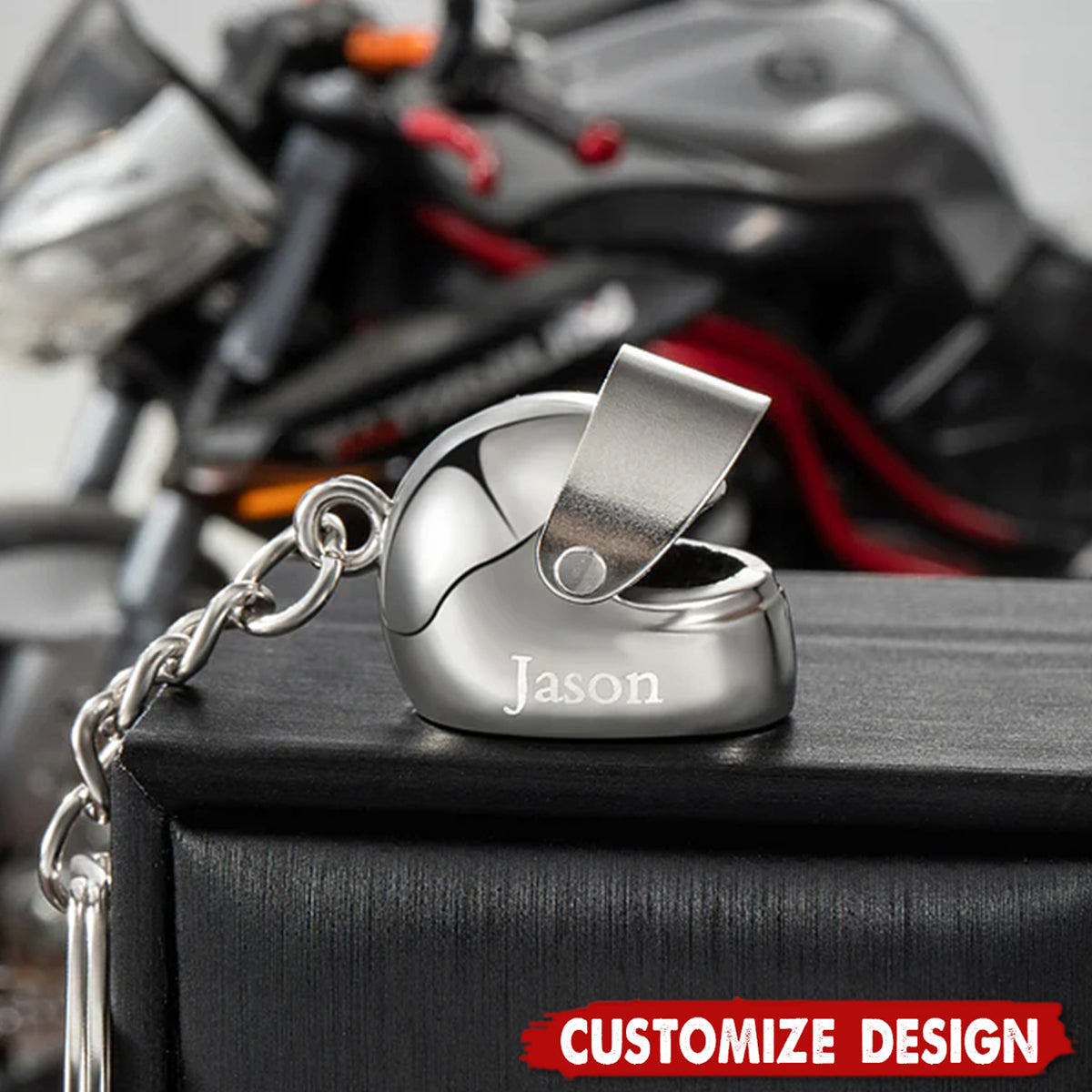 Personalized Monogram Motorcycle Helmet Keychain - Birthday Father's D ...