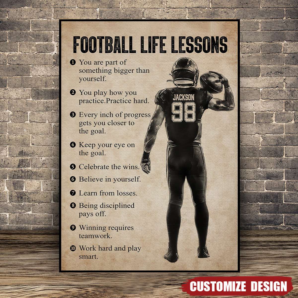 Personalized Football Life Lessons Poster- Gift For Football Lovers ...