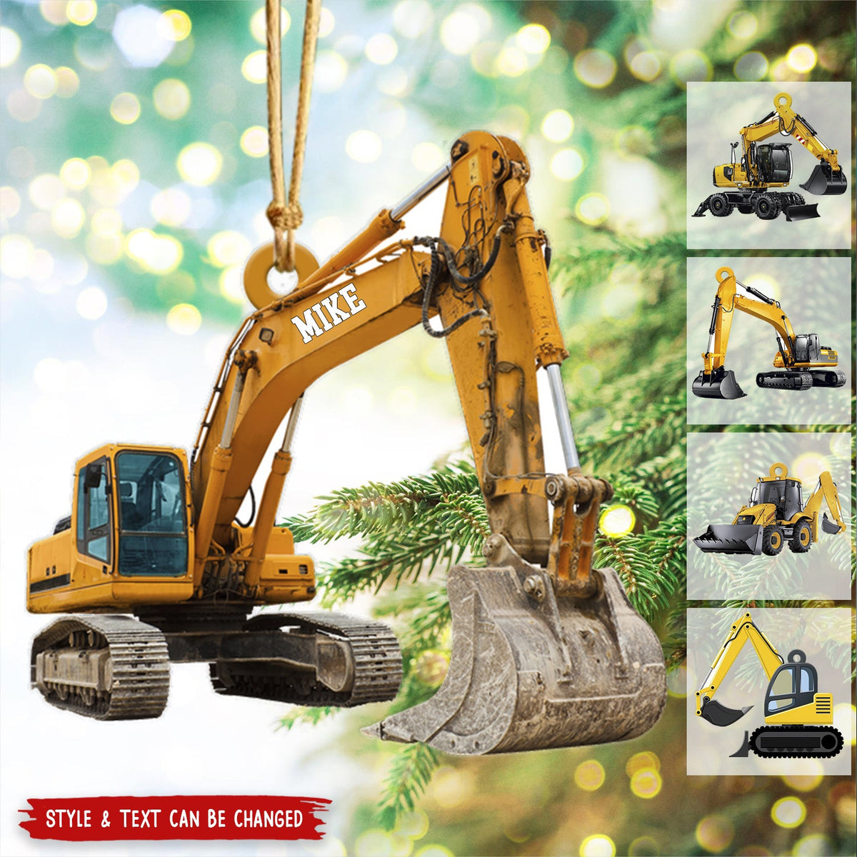 Personalized Excavator Heavy Equipment Christmas Ornament - 2024 New R ...
