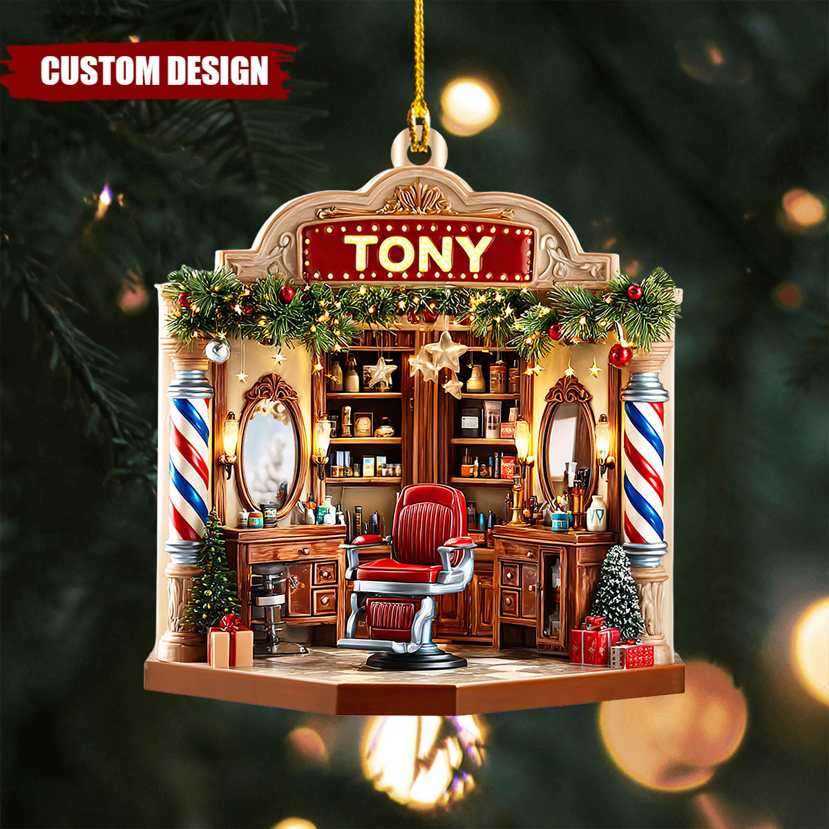 Personalized Barber Shop Christmas Ornament - OKBANDS