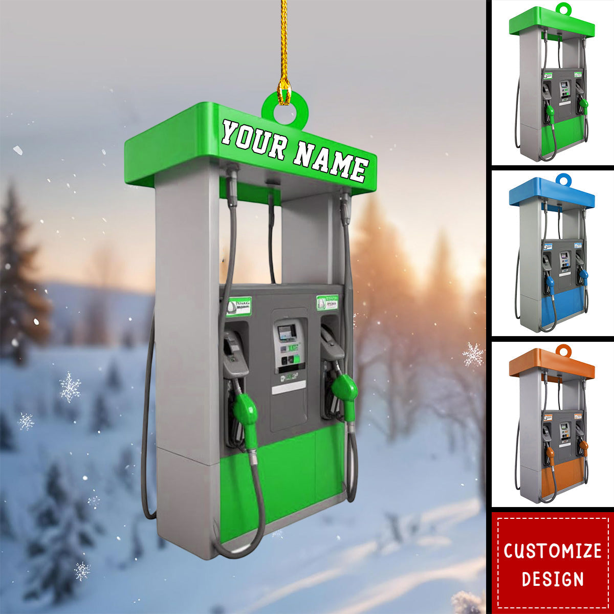 Personalized Gas Pump Christmas Ornament, Gas Station Ornament Decor ...