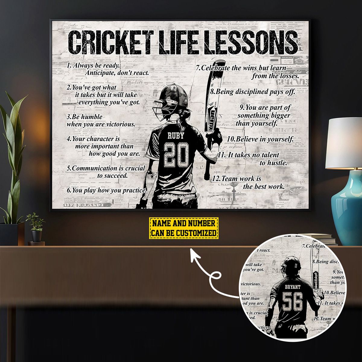 Personalized Cricket Life Lessons Poster-Gift For Cricket Lovers - OKBANDS
