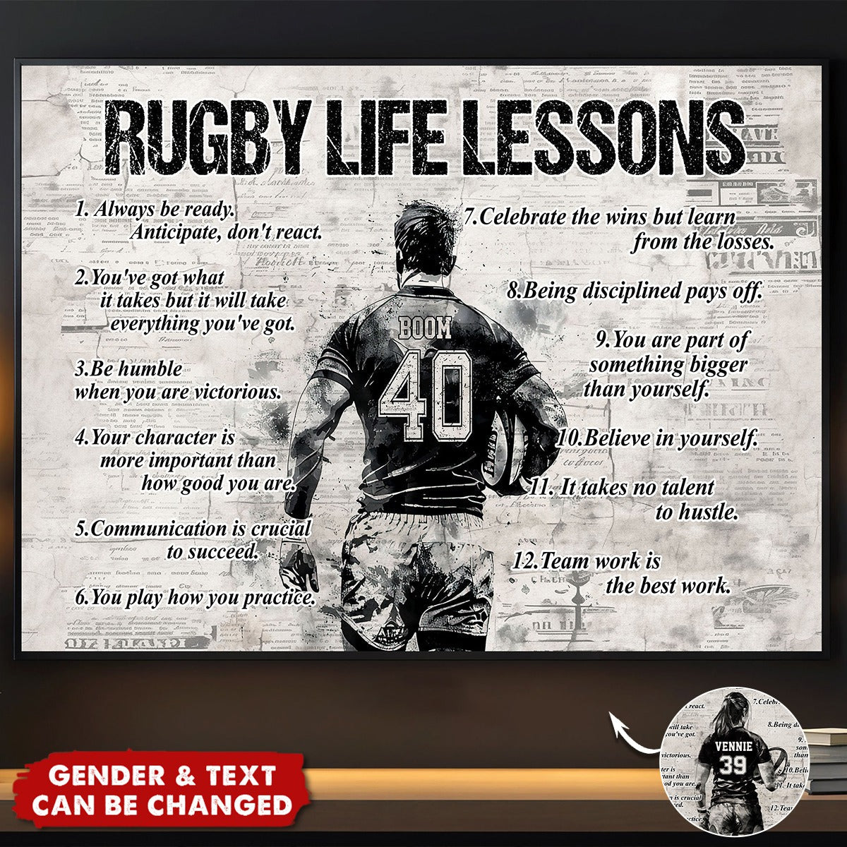 Personalized Rugby Life Lessons Poster - Gift For Rugby Lovers - OKBANDS