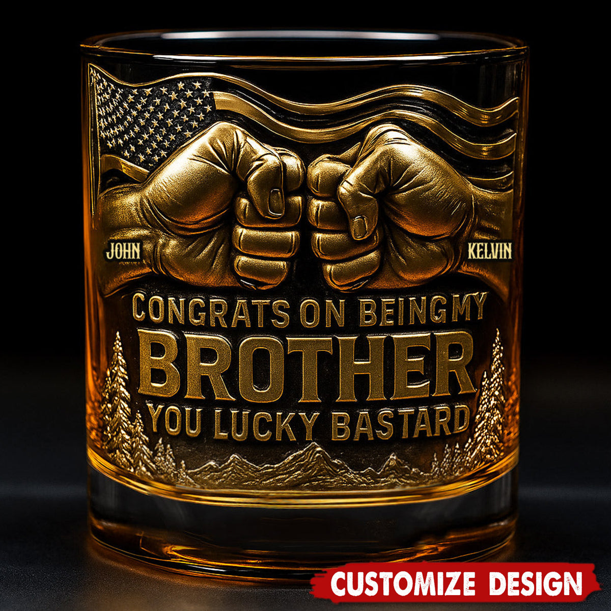Congrat On Being My Brother - Personalized Sibling Whiskey Glass - OKBANDS