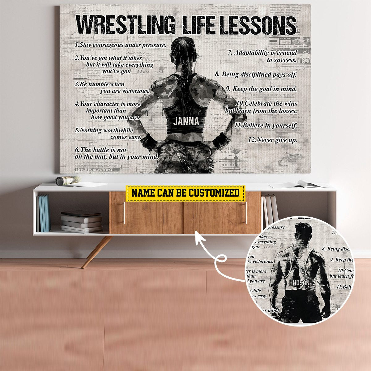 Personalized Wrestling Life Lessons Poster-Gift For Wrestling Lovers ...