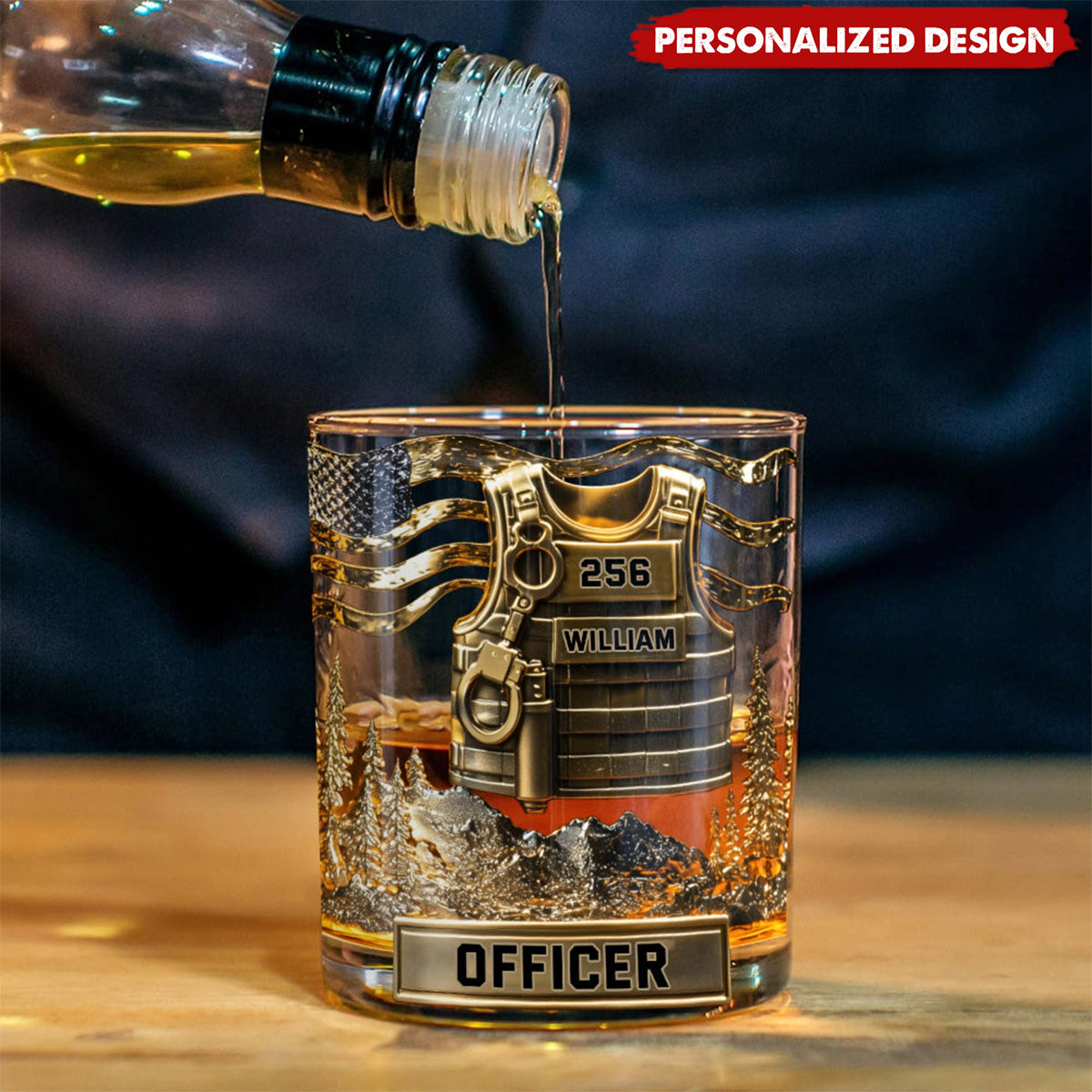 Serve And Protect - Personalized Police Officer Whiskey Glass - OKBANDS