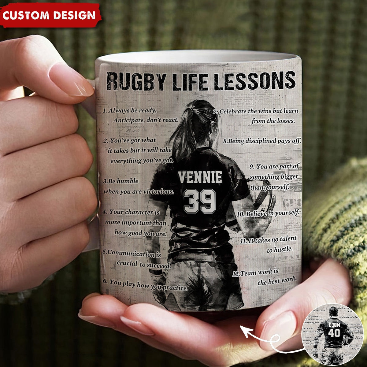 Personalized Rugby Life Lessons Mug - Great Gift For Rugby Lovers - OKBANDS