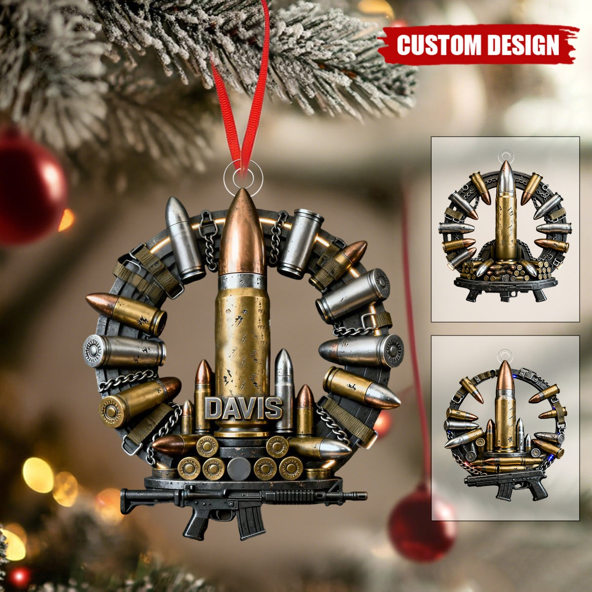 Personalized Gun Bullet Ornament - Gift For Amry, Gun Lovers - OKBANDS