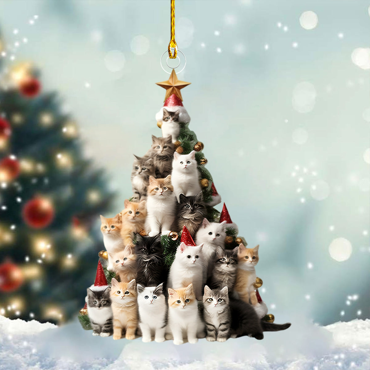Cat Christmas Tree Ornament - Cat Lovers Gift - OKBANDS