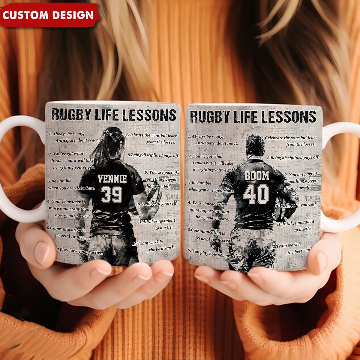 Personalized Rugby Life Lessons Mug - Great Gift For Rugby Lovers - OKBANDS