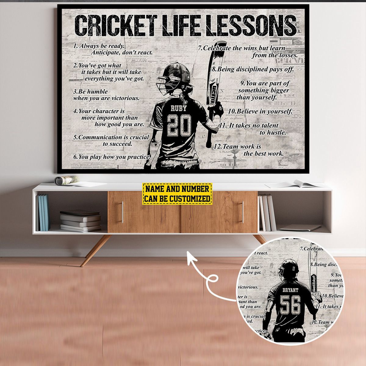 Personalized Cricket Life Lessons Poster-Gift For Cricket Lovers - OKBANDS