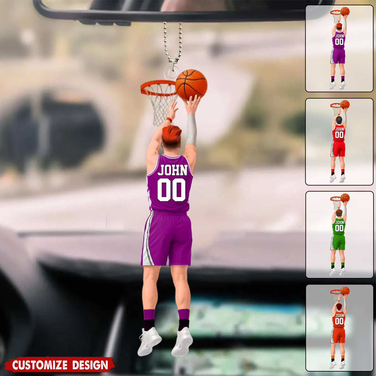 Personalized Back View Basketball Car Ornament - Gift For Basketball L ...
