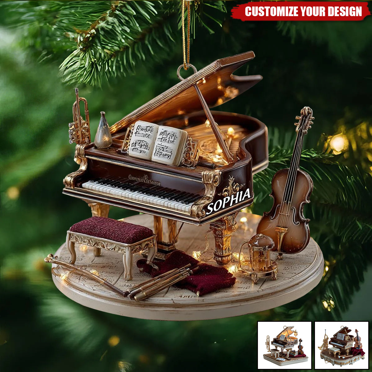 Personalized Classical Instrument Music Room Christmas Ornament - Gift ...
