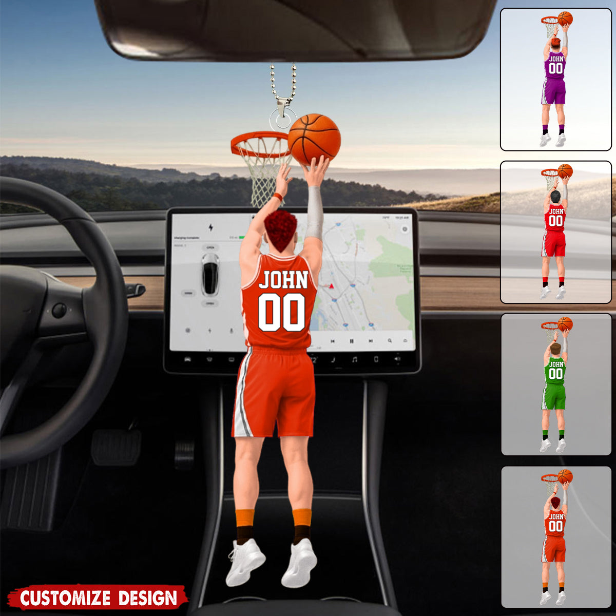 Personalized Back View Basketball Car Ornament - Gift For Basketball L ...